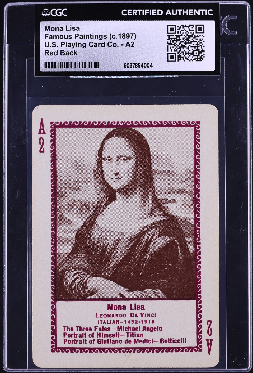 1897 U.S. Playing Card Co. Famous Paintings Mona Lisa RED BACK #A2 CGC ...