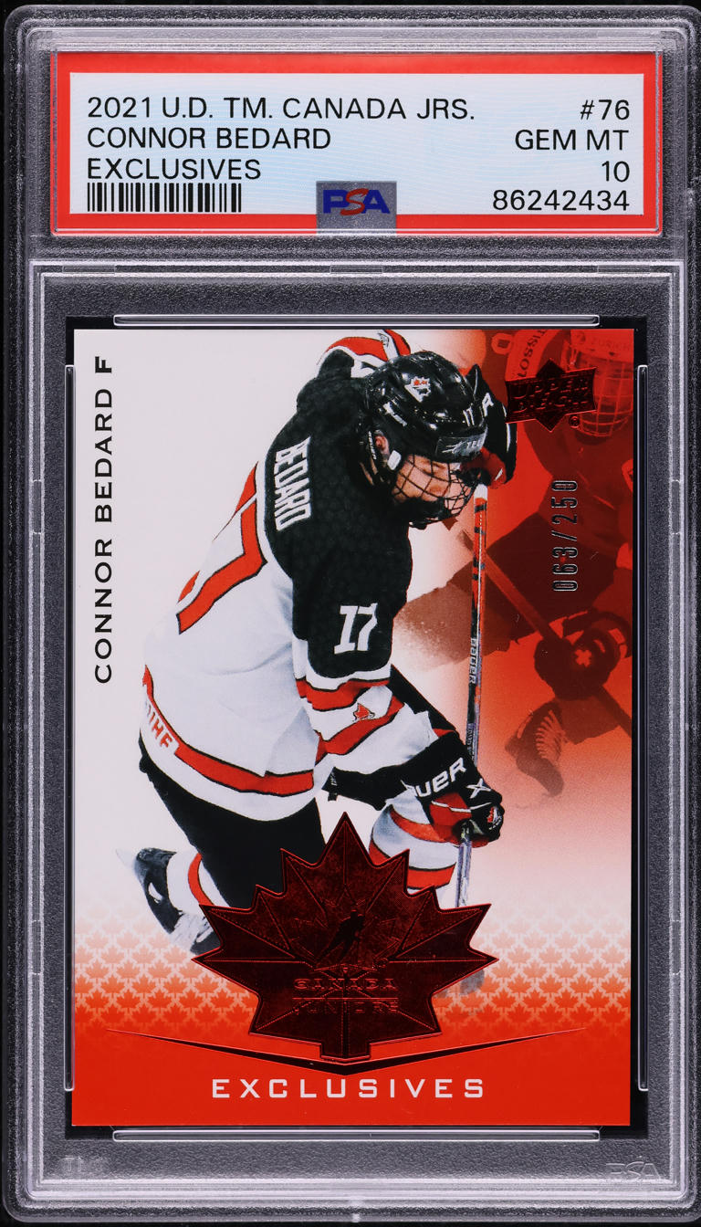 2021 Upper Deck Canada Exclusives Connor Bedard ROOKIE /250 #76 PSA 10 ...
