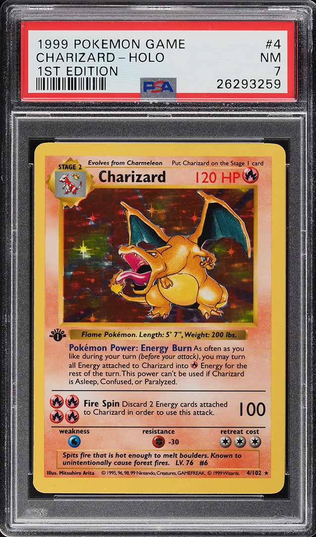 1999 Pokemon Base Set Shadowless 1st Edition Holo Charizard #4 PSA 7 ...