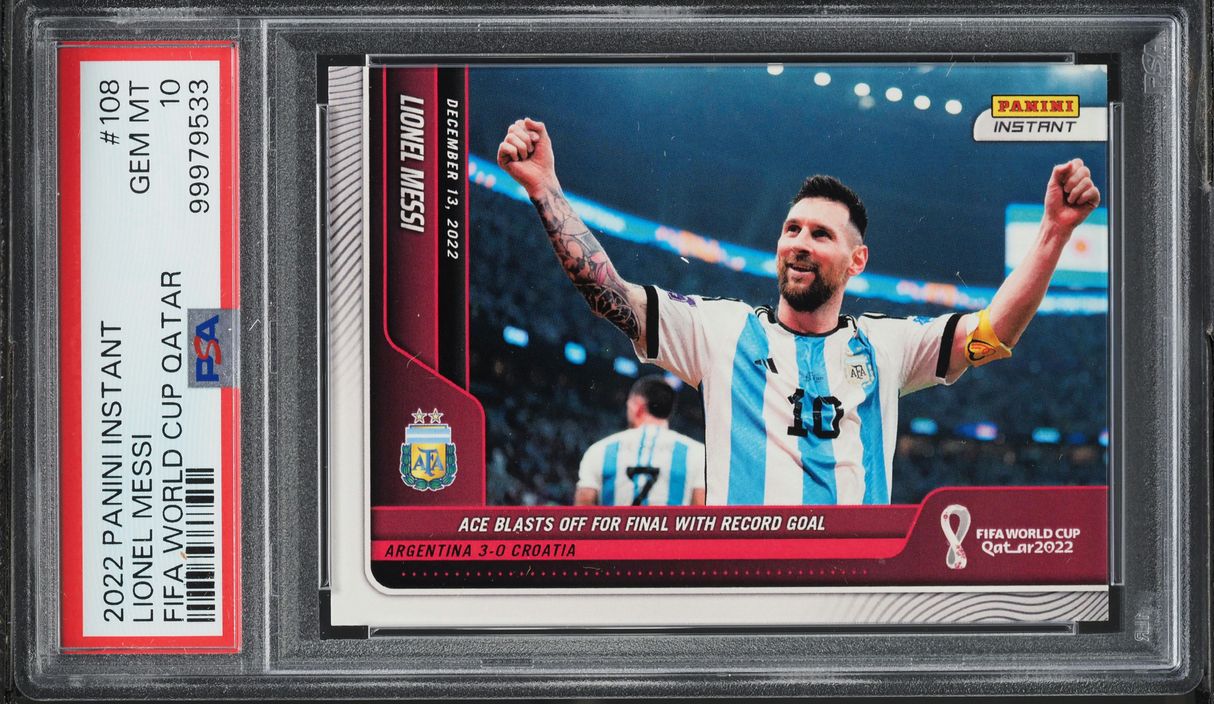 2022 Panini Instant FIFA World Cup Lionel Messi #108 PSA 10 GEM MINT on ...