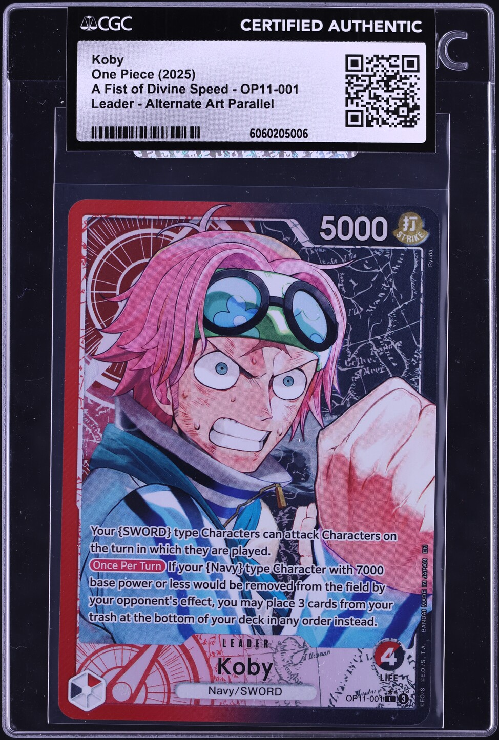 2025 One Piece A Fist Of Divine Speed Alt Art Koby #OP11-001 CGC AUTH on Fanatics Collect