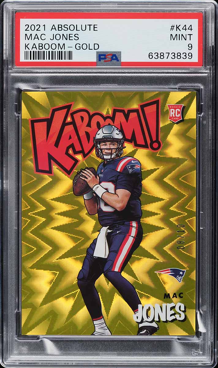 2021 Panini Absolute Kaboom! Gold Mac Jones ROOKIE /10 #K44 PSA 9 MINT on Fanatics Collect