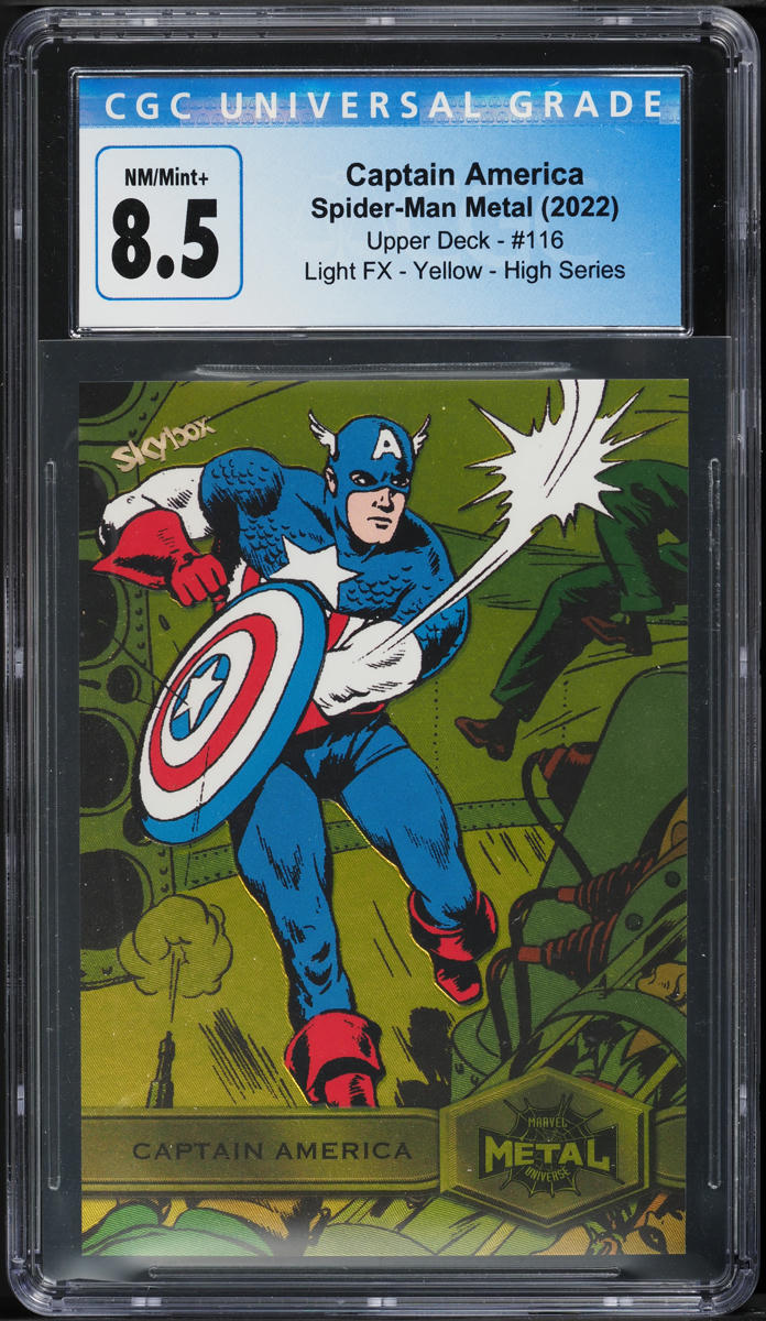 2022 Marvel Spider-Man Metal Light FX Yellow Captain America #116 CGC 8 ...