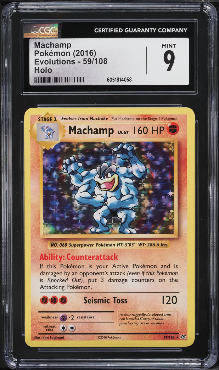 2016 Pokemon XY Evolutions Holo Machamp #59 CGC 9 MINT on Fanatics Collect