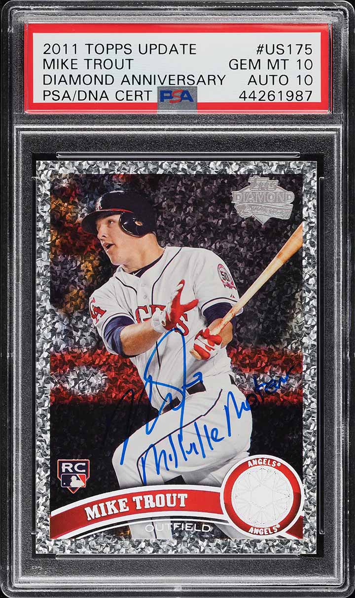 2011 Topps Update Diamond Anniversary Mike Trout ROOKIE AUTO DNA 10 PSA ...