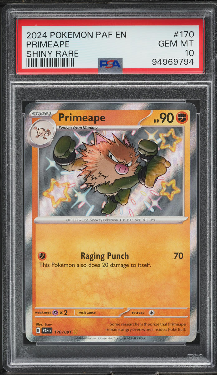 2024 Pokemon Scarlet & Violet Paldean Fates Shiny Primeape #170 PSA 10 ...