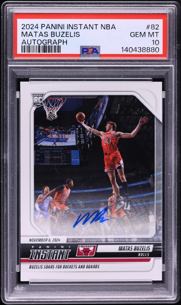 2024 Panini Instant NBA Matas Buzelis ROOKIE AUTO /99 #82 PSA 10 GEM ...