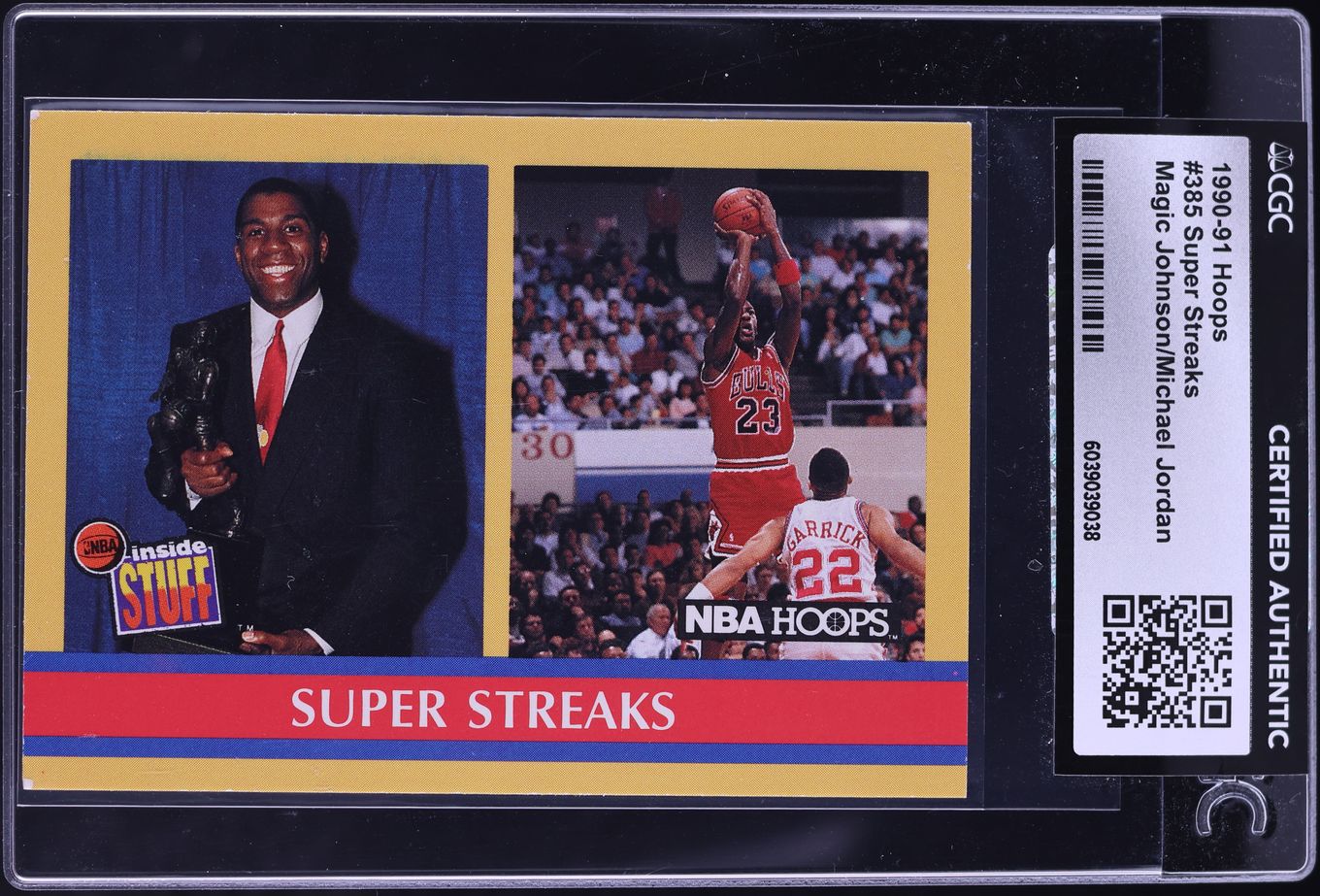 1990 Hoops Super Streaks Magic Johnson Michael Jordan #385 CGC AUTH on ...