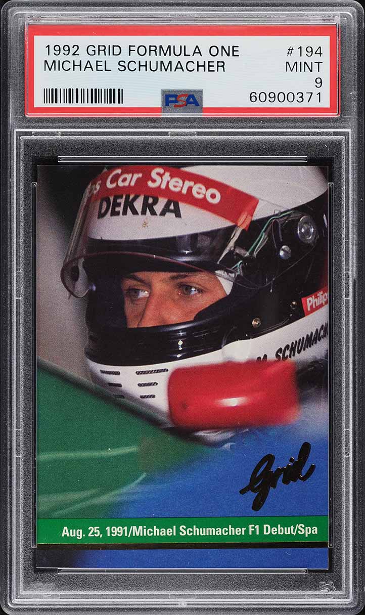 1992 Grid Formula 1 F1 Michael Schumacher ROOKIE #194 PSA 9 MINT on ...