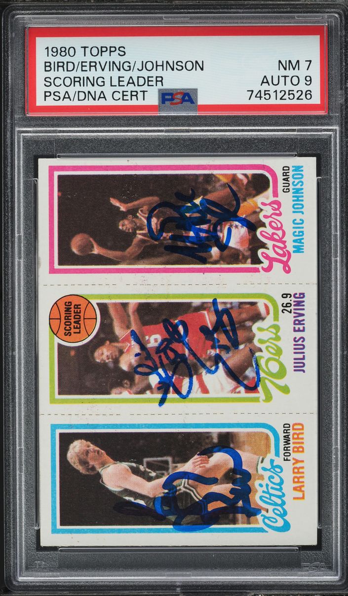 1980 Topps Basketball Erving Larry Bird Magic Johnson ROOKIE AUTO DNA 9 ...