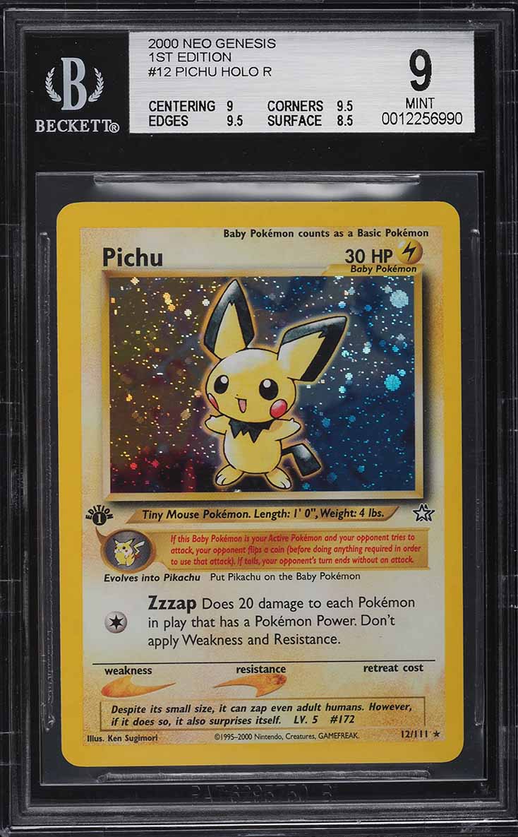 2000 Pokemon Neo Genesis 1st Edition Holo Pichu #12 BGS 9 MINT on ...