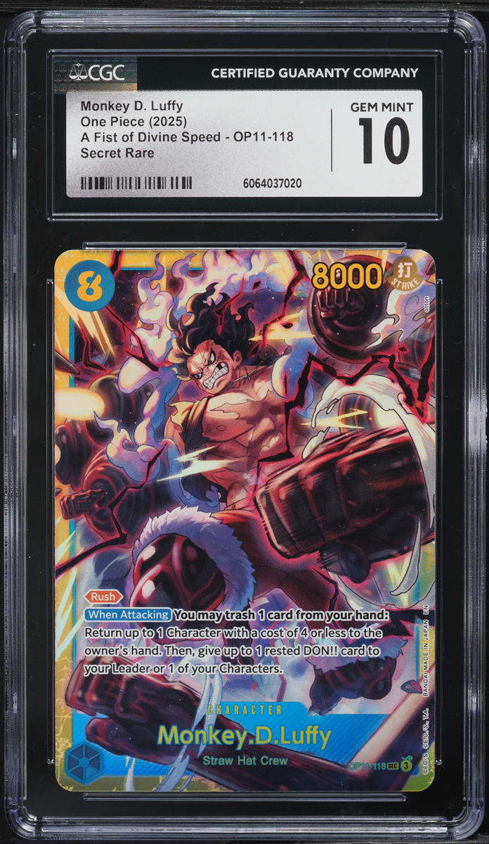 2025 One Piece A Fist Of Divine Speed Monkey D. Luffy #OP11-118 CGC 10 ...