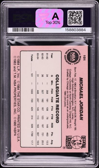 1984 Star Basketball Michael Jordan ROOKIE #101 PSA 6 EXMT on Fanatics ...