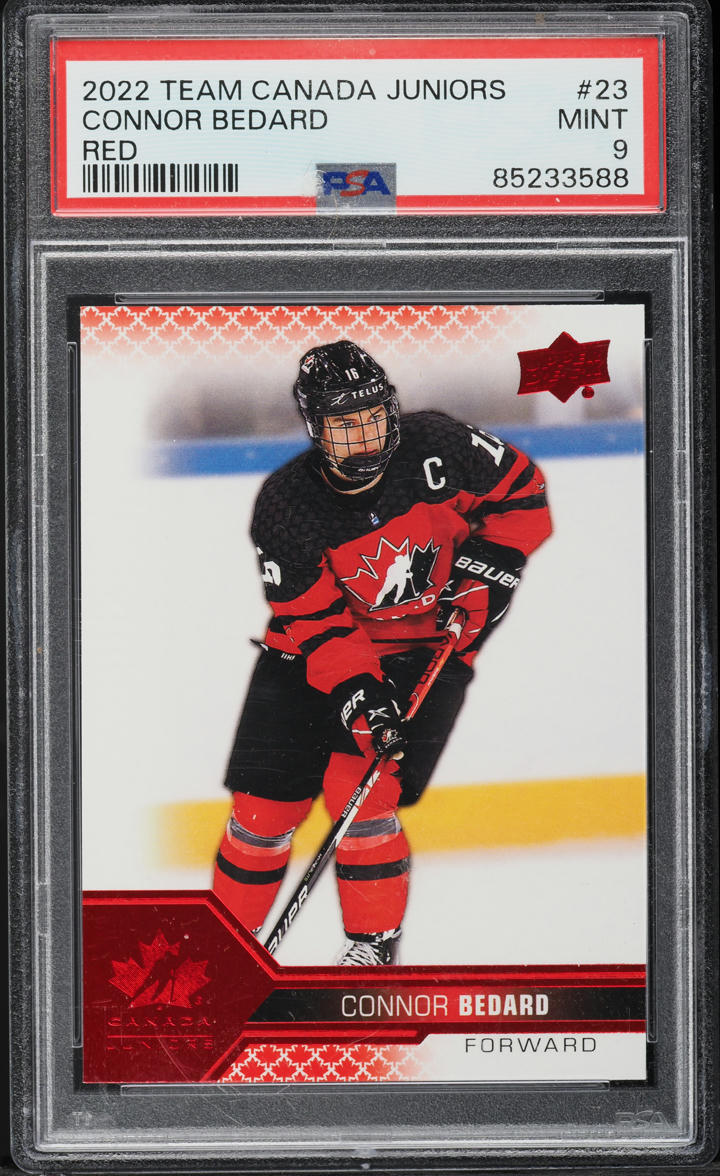 2022 Upper Deck Team Canada Juniors Red Connor Bedard ROOKIE #23 PSA 9 ...