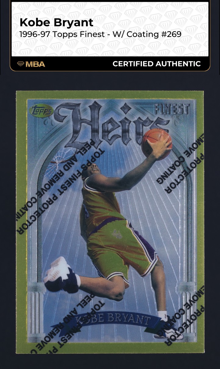 1996 Finest Gold Refractor w/ Coating Kobe Bryant ROOKIE #269 MBA AUTH ...