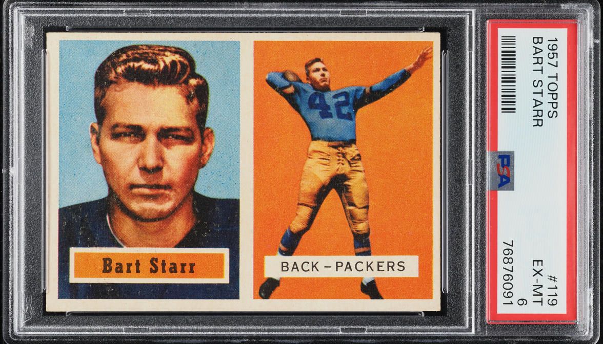 1957 Topps Football Bart Starr ROOKIE #119 PSA 6 EXMT on Fanatics Collect
