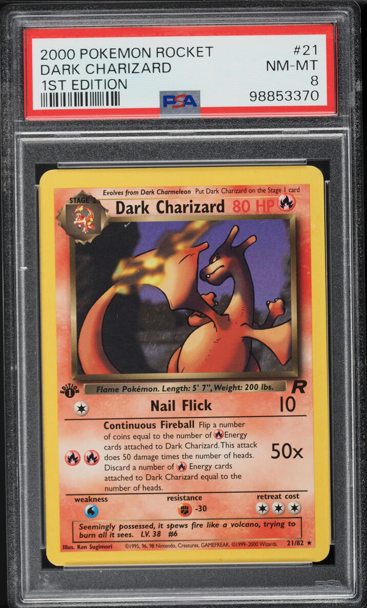 2000 Pokemon Team Rocket 1st Edition Dark Charizard #21 PSA 8 NM-MT on Fanatics Collect