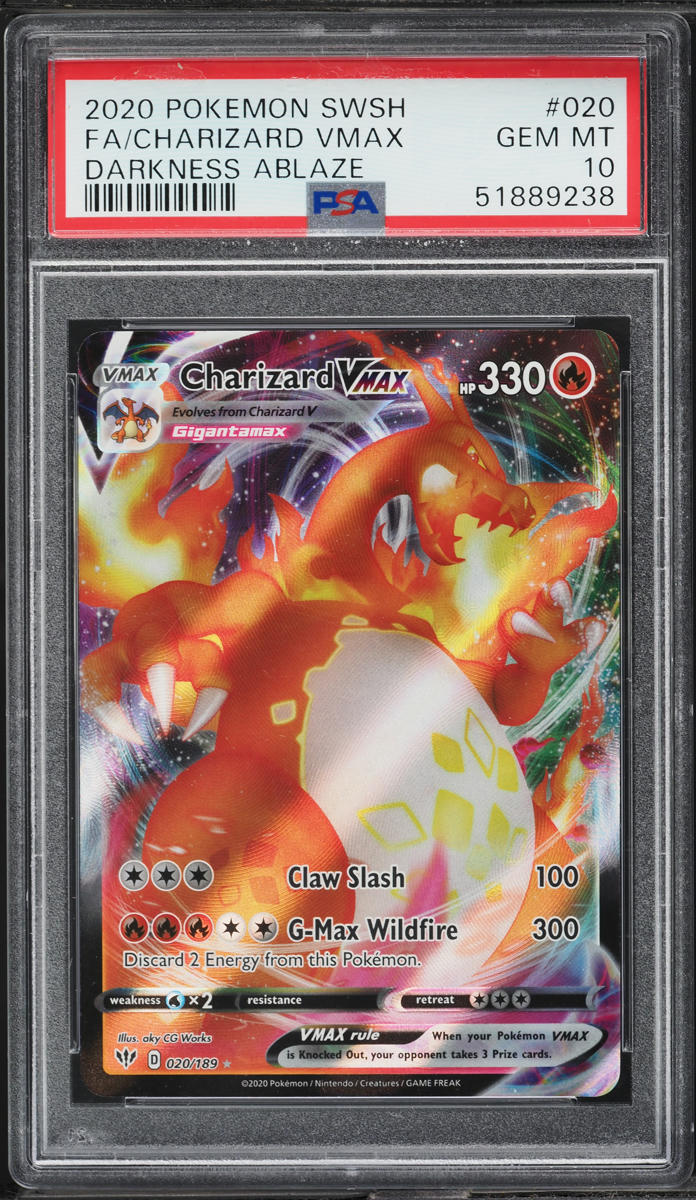 2020 Pokemon SWSH Darkness Ablaze Full Art Charizard VMAX #20 PSA 10 GEM MINT on Fanatics Collect