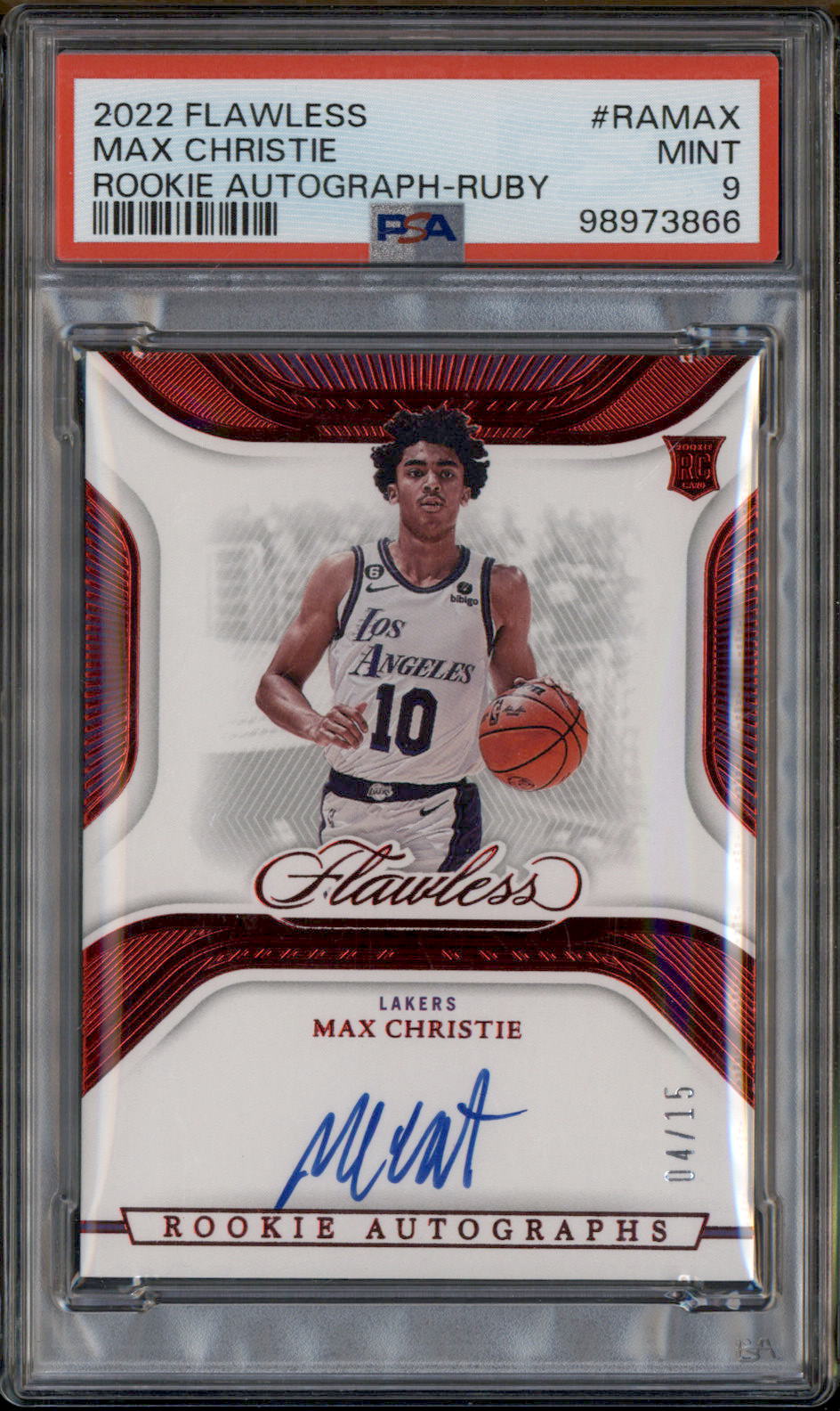 2022 Flawless Rookie Autograph Ruby Max Christie RC Auto /15 PSA 9 on ...