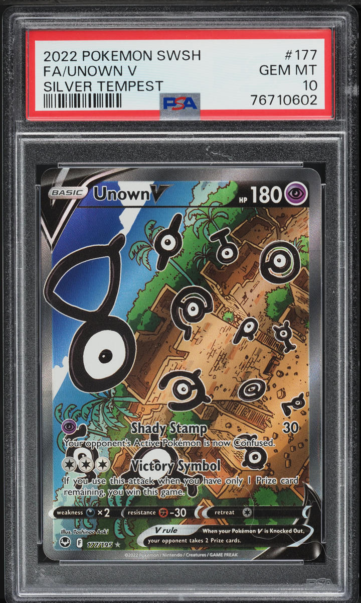 2022 Pokemon Sword & Shield Silver Tempest Full Art Unown V #177 PSA 10 GEM MINT on Fanatics Collect