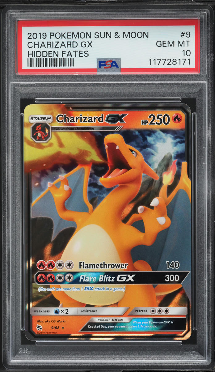 2019 Pokemon Sun & Moon Hidden Fates Charizard GX #9 PSA 10 GEM MINT on ...