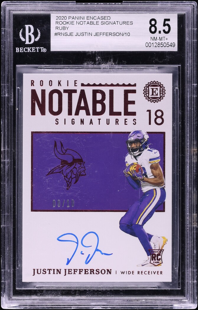 2020 Panini Encased Notable Ruby Justin Jefferson ROOKIE AUTO /10 # ...