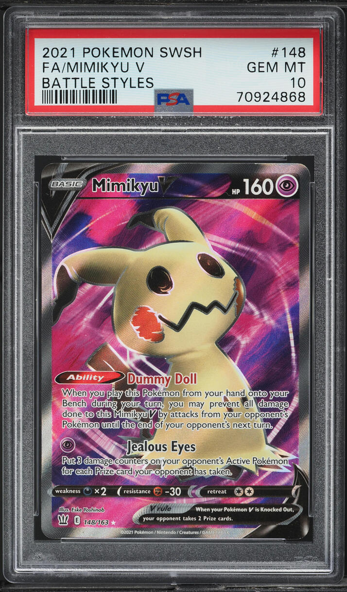 2021 Pokemon Sword & Shield Battle Styles Full Art Mimikyu V #148 PSA ...
