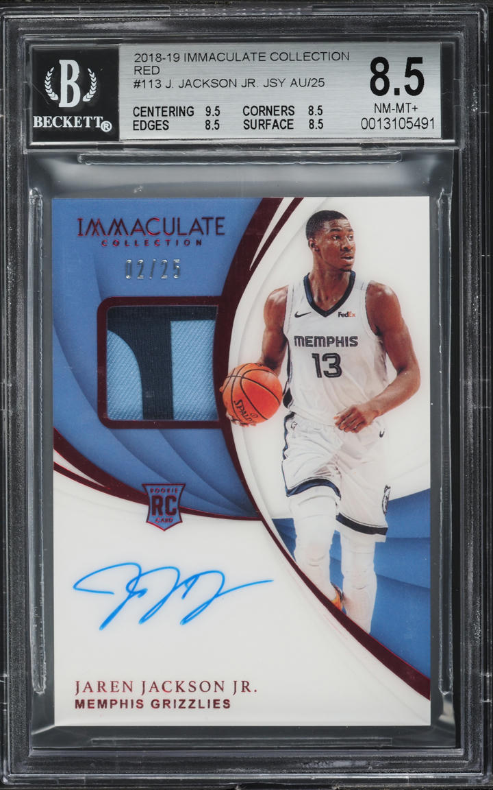2018 Immaculate Collection Red Jaren Jackson Jr. RC PATCH AUTO /25 #113 ...