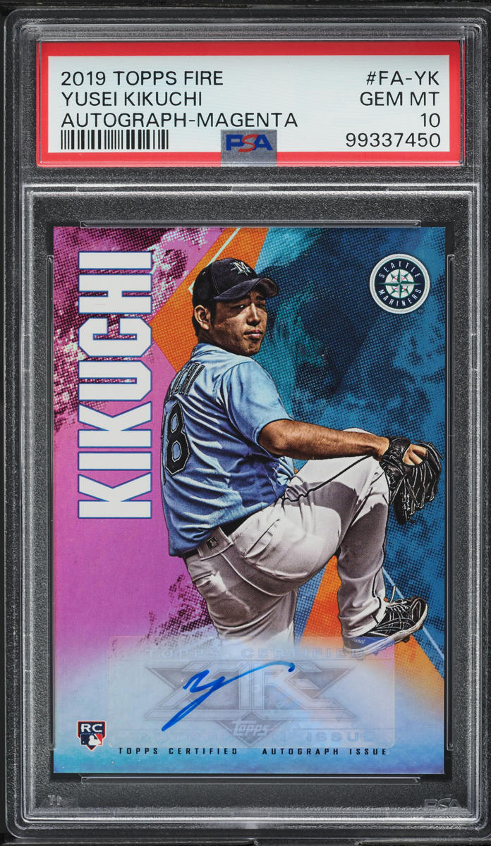 2019 Topps Fire Magenta Yusei Kikuchi ROOKIE AUTO /25 #FA-YK PSA 10 GEM ...