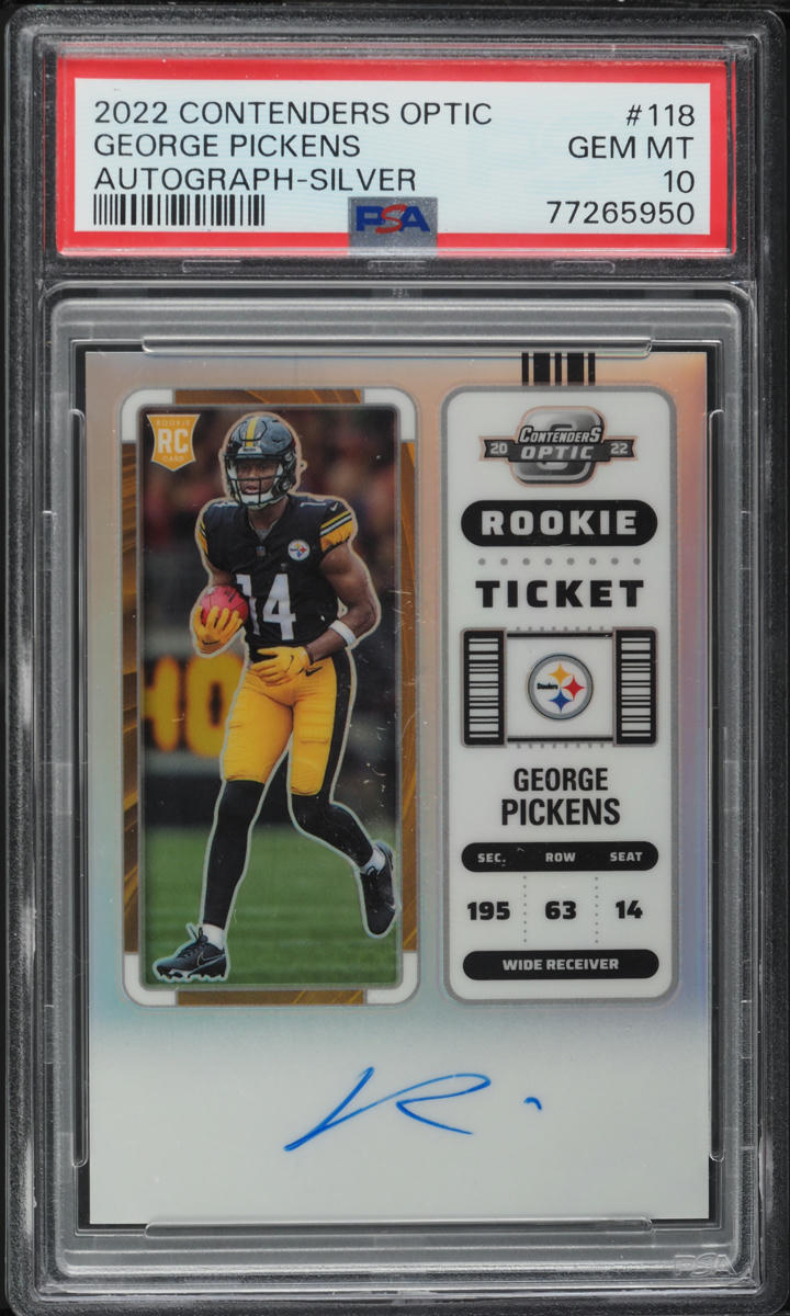 2022 Panini Contenders Optic Silver George Pickens ROOKIE AUTO #118 PSA ...