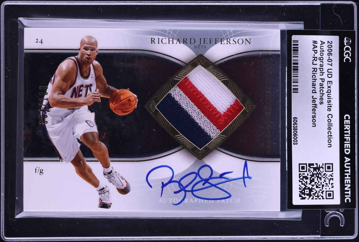 2006 Exquisite Collection Richard Jefferson PATCH AUTO /100 #AP-RJ CGC ...