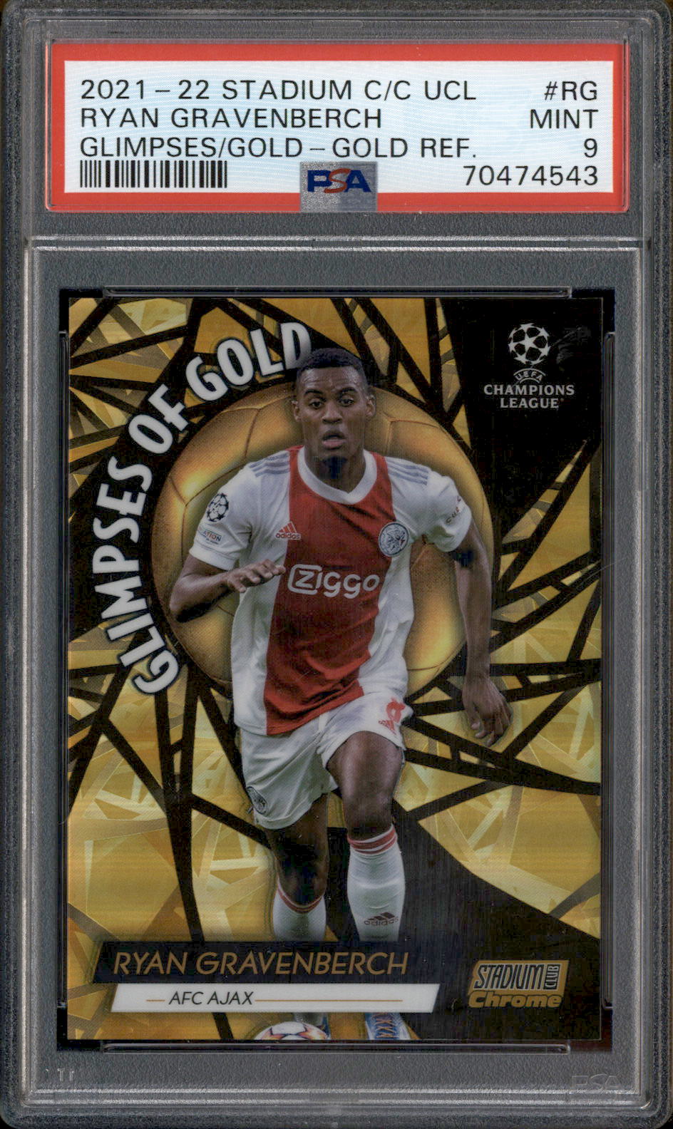 2021 Stadium Club Chrome Glimpses Gold Refractor Ryan Gravenberch /50 PSA 9 on Fanatics Collect