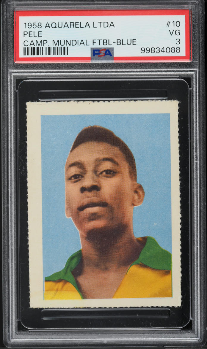1958 Editora Aquarela Soccer Blue Number Pele ROOKIE #10 PSA 3 VG on ...