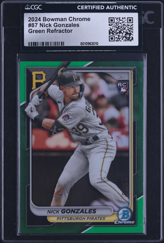 2024 Bowman Chrome Green Refractor Nick Gonzales ROOKIE /99 #87 CGC AUTH on Fanatics Collect