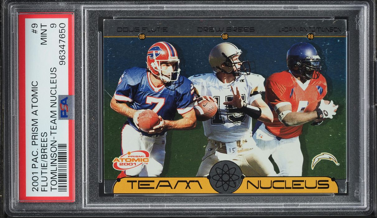 2001 Pacific Prism Atomic Team Nucleus LaDainian Tomlinson & Drew Brees RC PSA 9 on Fanatics Collect
