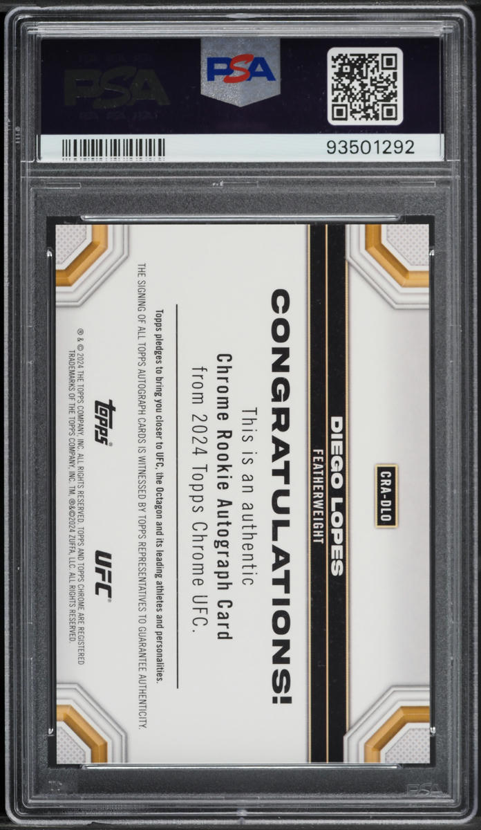 2024 Topps Chrome UFC Orange Refractor Diego Lopes ROOKIE AUTO /25 #CRA ...