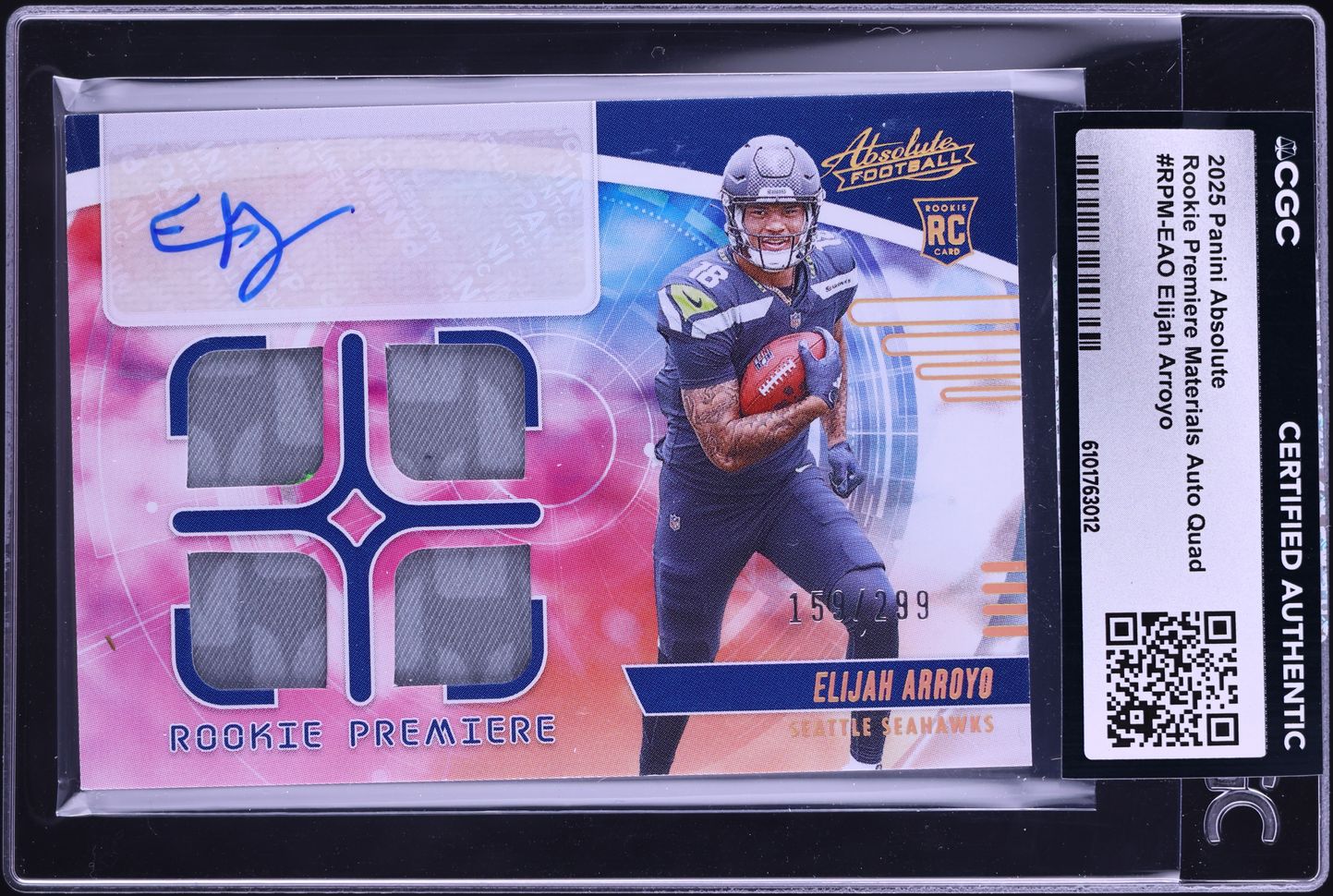 2025 Absolute Premiere Quad Elijah Arroyo ROOKIE PATCH AUTO /299 #RPM-EAO CGC AUTH on Fanatics ...