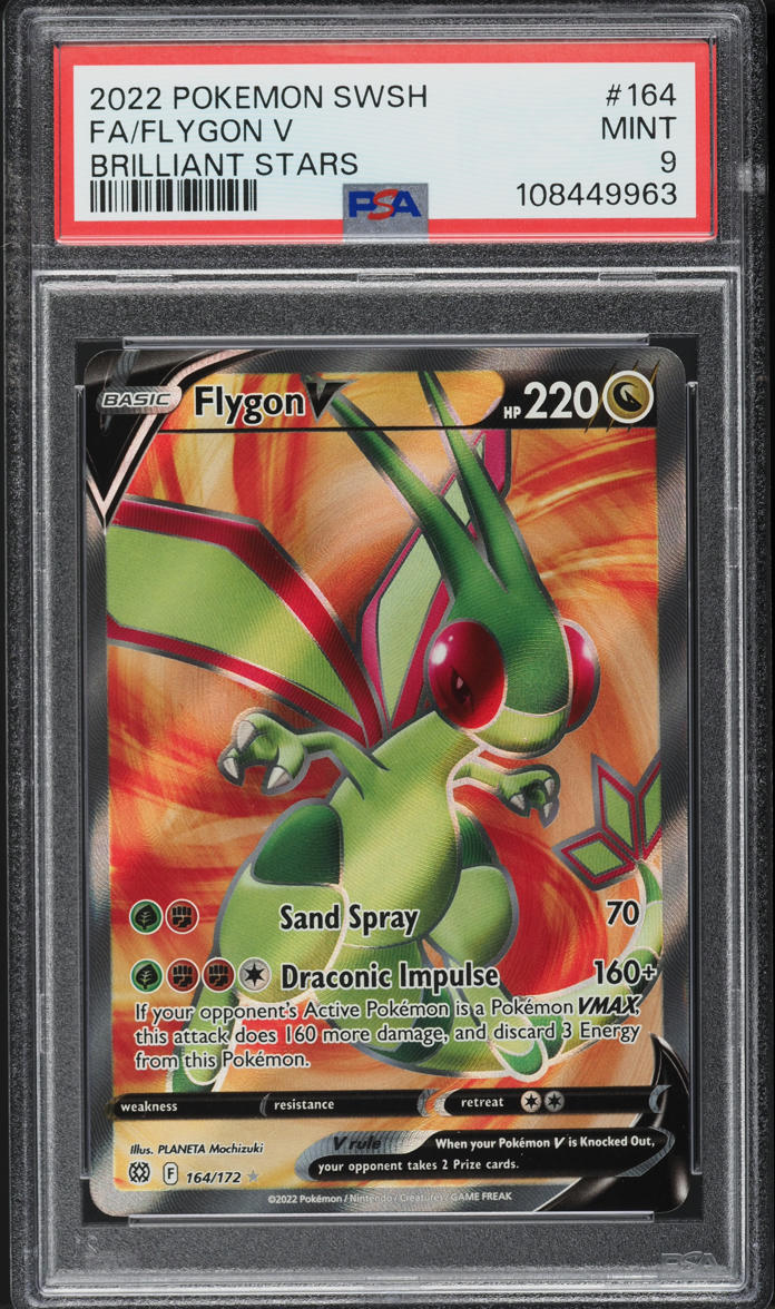 2022 Pokemon Sword & Shield Brilliant Stars Full Art Flygon V #164 PSA ...