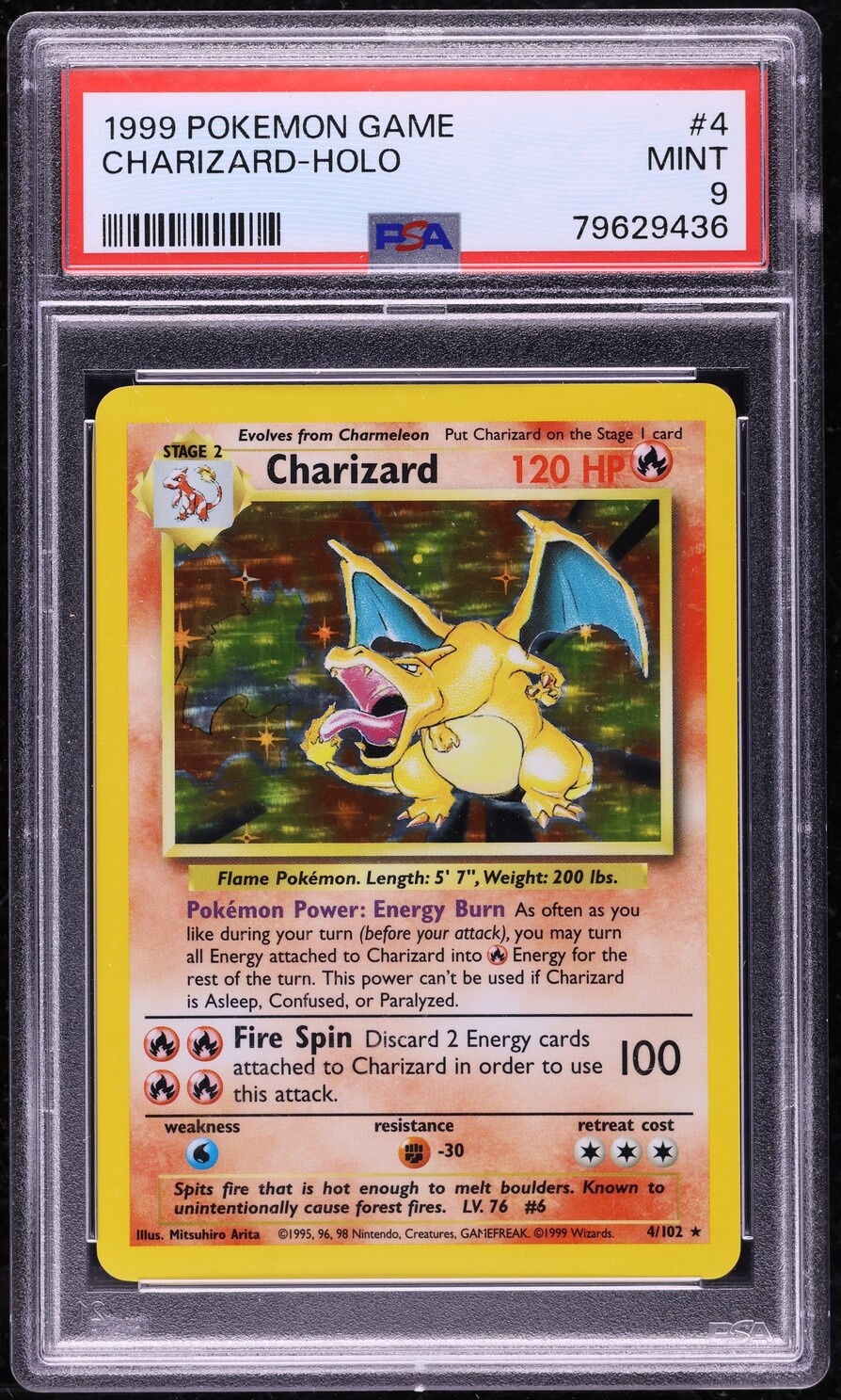 1999 Pokemon Base Set Holo Charizard #4 PSA 9 MINT on Fanatics Collect
