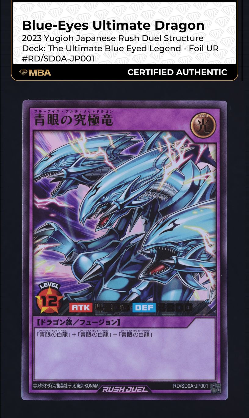 2023 Yu-Gi-Oh! Japanese Rush Foil Blue-Eyes Ultimate Dragon #SD0A-JP001 MBA AUTH on Fanatics Collect