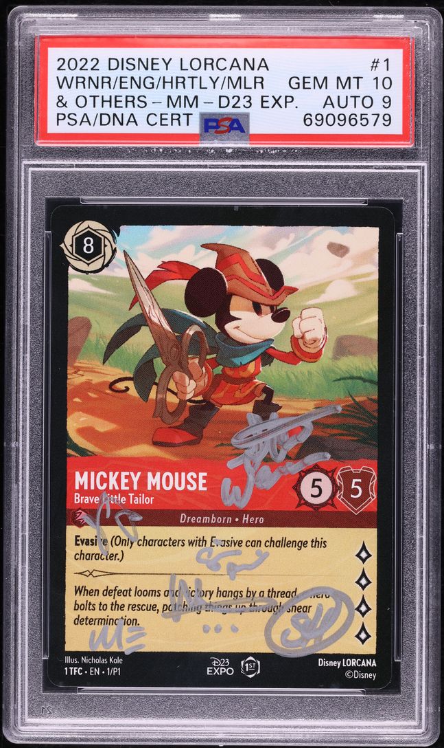 2022 Disney Lorcana Promo D23 Expo Mickey Mouse AUTO DNA 9 #1 PSA 10 ...