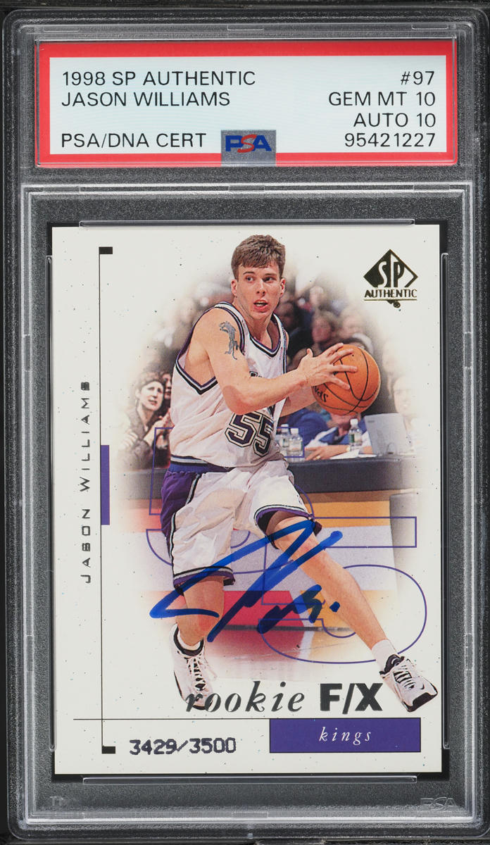1998 SP Authentic Jason Williams ROOKIE AUTO DNA 10 /3500 #97 PSA 10 ...