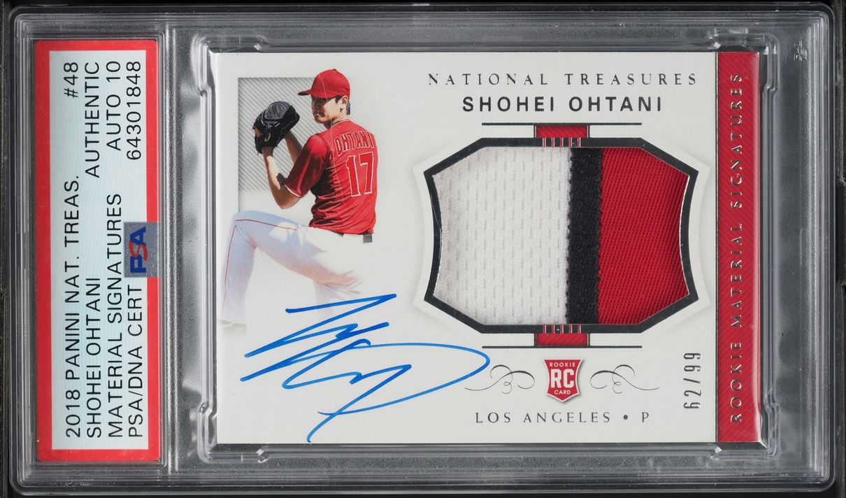 2018 National Treasures Shohei Ohtani ROOKIE PATCH AUTO DNA 10 /99 #48 ...
