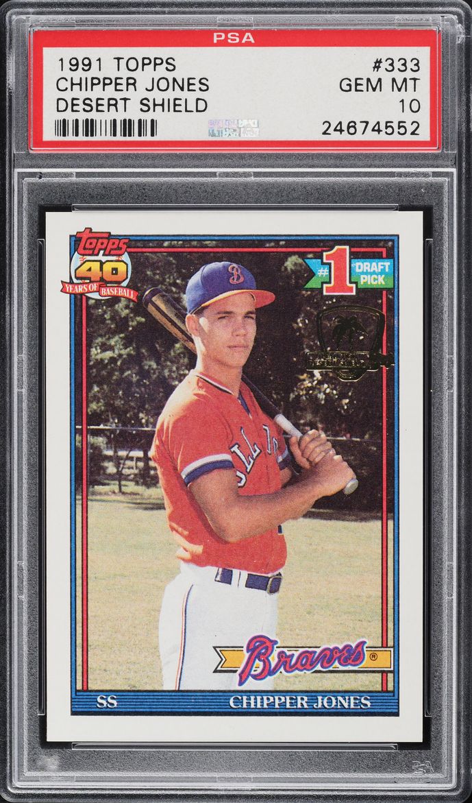1991 Topps Desert Shield Chipper Jones ROOKIE #333 PSA 10 GEM MINT on ...