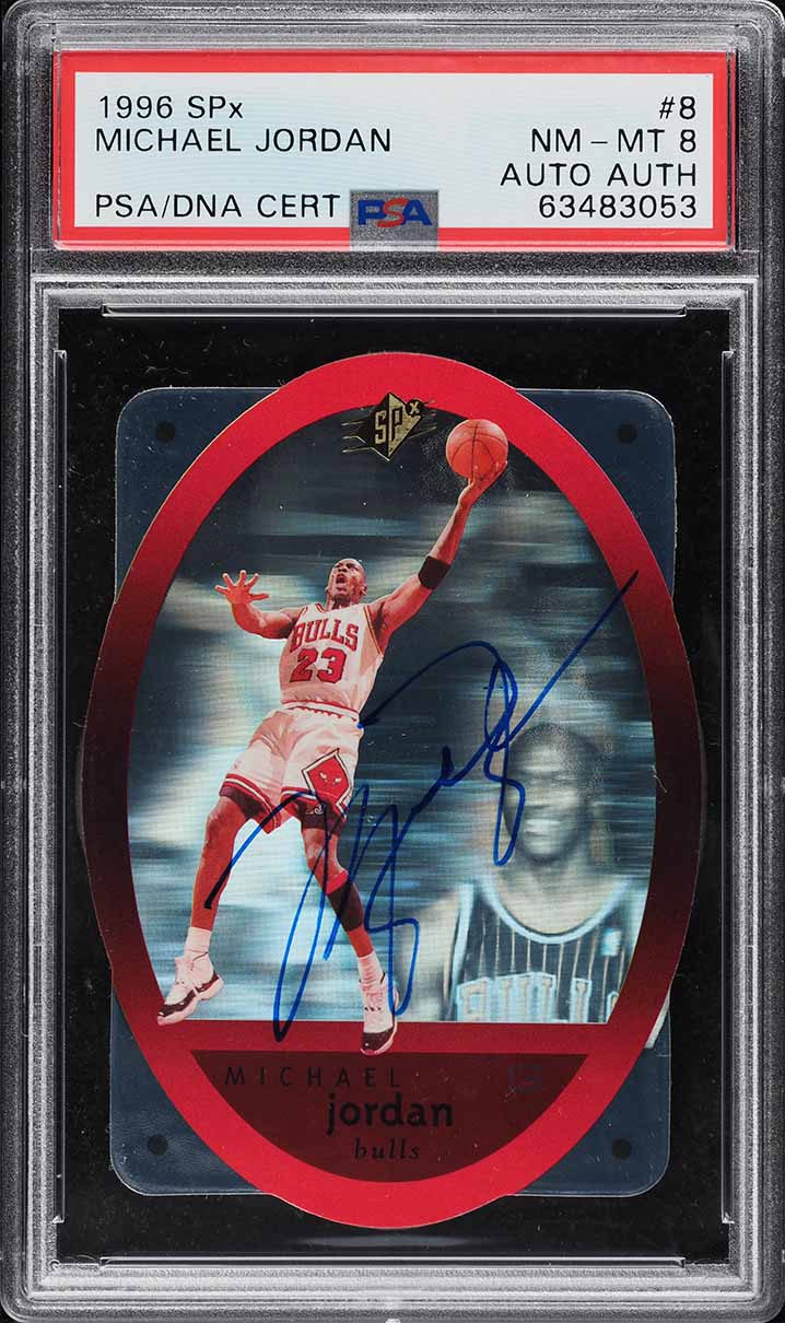 1996 SPx Basketball Michael Jordan AUTO #8 PSA 8 NM-MT on Fanatics Collect