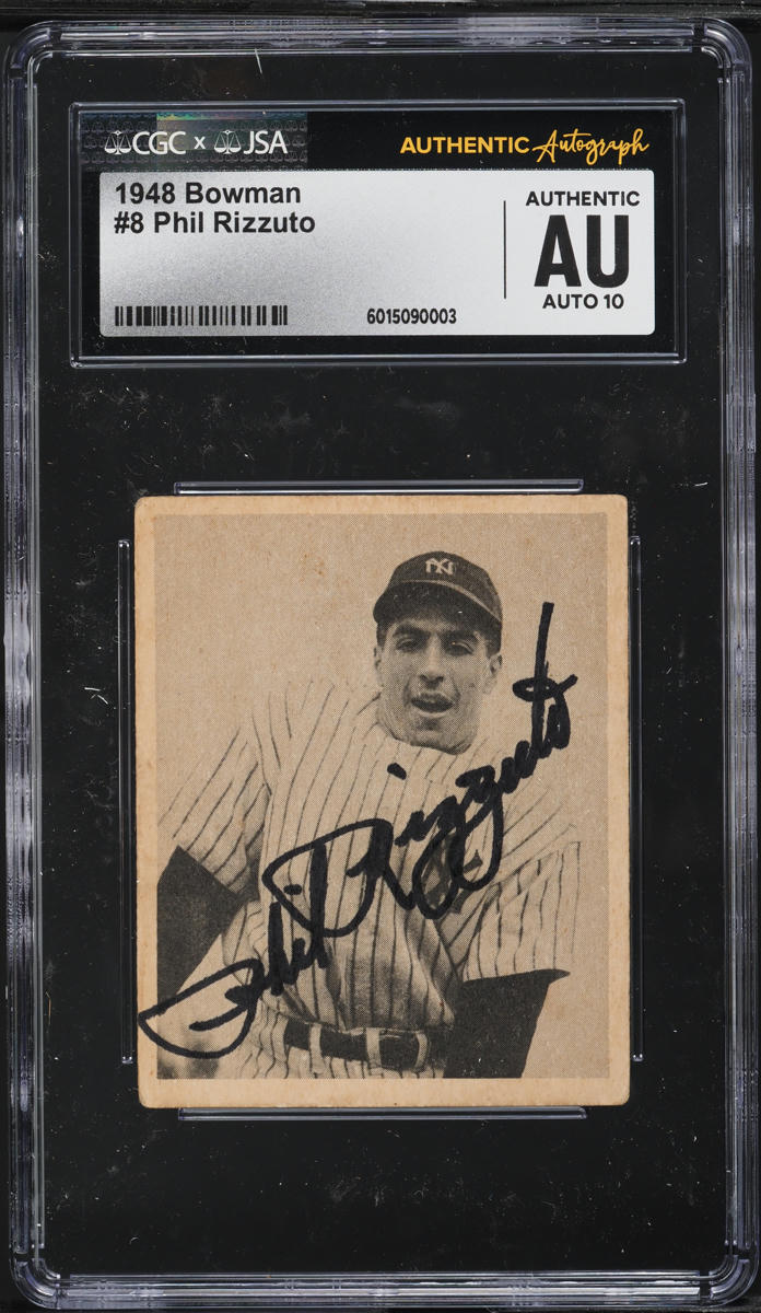 1948 Bowman Phil Rizzuto ROOKIE AUTO #8 JSA CGC AUTH on Fanatics Collect
