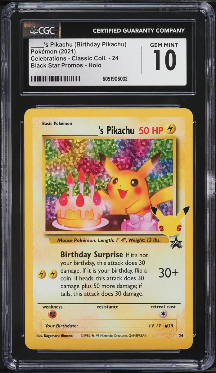 2021 Pokemon SWSH Promo Celebrations Classic Holo Birthday Pikachu #24 CGC 10 on Fanatics Collect