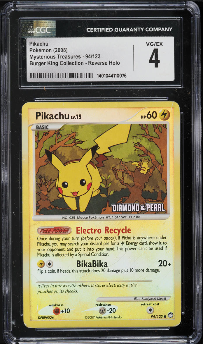 2008 Pokemon Japanese DP Mysterious Treasures Reverse Holo Pikachu #94 ...