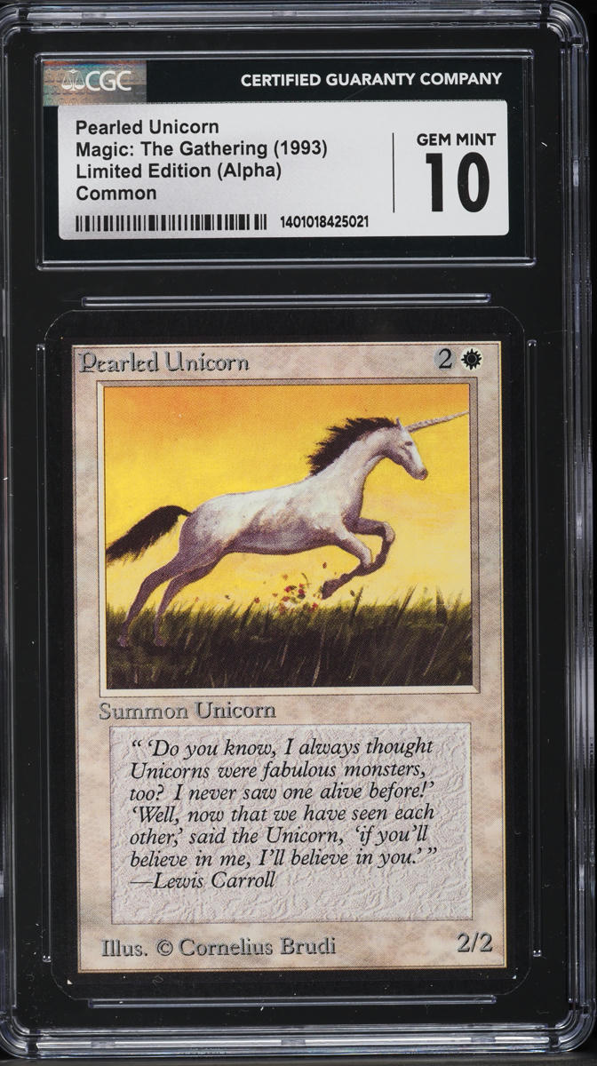 1993 Magic The Gathering MTG Alpha Pearled Unicorn CGC 10 GEM MINT on ...