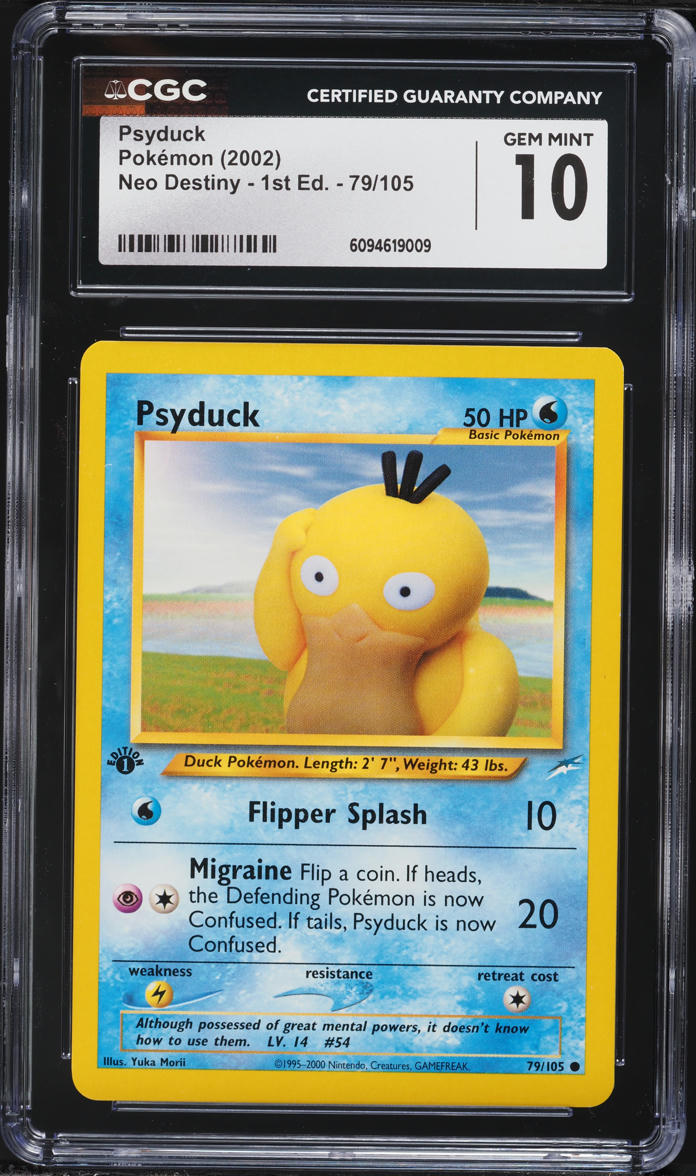 2002 Pokemon Neo Destiny 1st Edition Psyduck #79 CGC 10 GEM MINT on ...